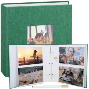 photo album 4x6 200 pockets linen frame cover picture album with writing space small capacity photo book for family anniversary baby vacation wedding album with a metallic pen