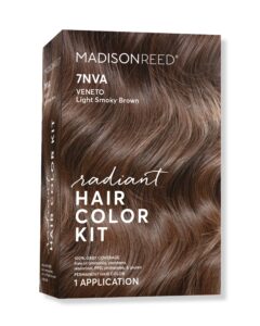 madison reed radiant hair color kit, light smoky brown for 100% gray coverage, ammonia-free, 7nva veneto light brown, permanent hair dye, pack of 1