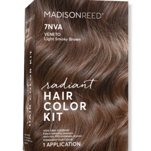 Madison Reed Radiant Hair Color Kit, Light Smoky Brown for 100% Gray Coverage, Ammonia-Free, 7NVA Veneto Light Brown, Permanent Hair Dye, Pack of 1