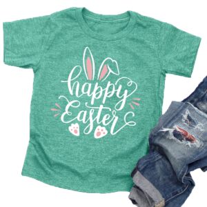 happy easter shirt for toddler baby girls boys bunny rabbit graphic t-shirt letter print tees holiday tops green