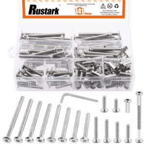 rustark 141pcs m6x16mm-80mm 14 sizes furniture joint connector bolt & cap nut assortment kit flat hex socket cap bolts screw posts for furniture chair crib belt leather binding