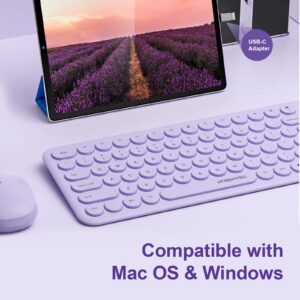 Wireless Keyboard and Mouse, XTREMTEC 2.4G Full Size Wireless Keyboard Mouse Combo - Ultra Slim Silent Cute Computer Keyboard with USB Receiver for Windows, OS, PC, Desktop, Mac, Tablet (Purple)