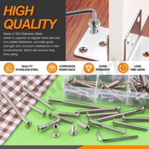 Rustark 141Pcs M6x16mm-80mm 14 Sizes Furniture Joint Connector Bolt & Cap Nut Assortment Kit Flat Hex Socket Cap Bolts Screw Posts for Furniture Chair Crib Belt Leather Binding