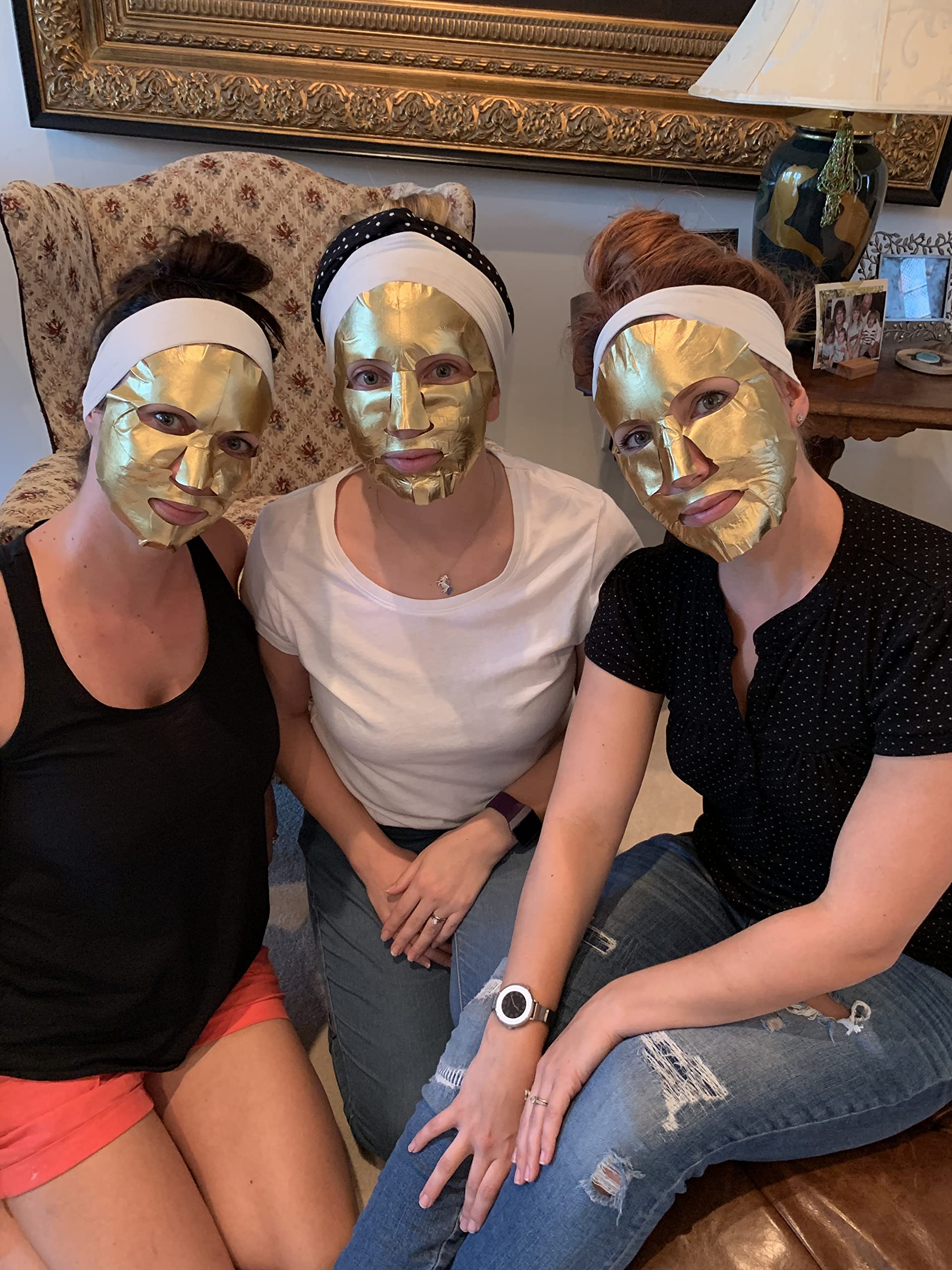 LA DIVA Gold Foil Sheet Face Mask Skin Care - Brightening, Moisturizing, Anti-Aging & Hydrating Facial Treatment Mask for Women and Men - with Collagen & Hyaluronic Acid - 6 pack