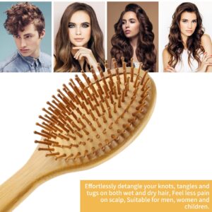 EKONAER 4 PCS Bamboo Hair Brush Set With Natural Wooden Wide-tooth and Tail Comb Big and Mini Paddle Detangling Hairbrush for Women men kids and Baby Thick Thin Curly Straight Dry