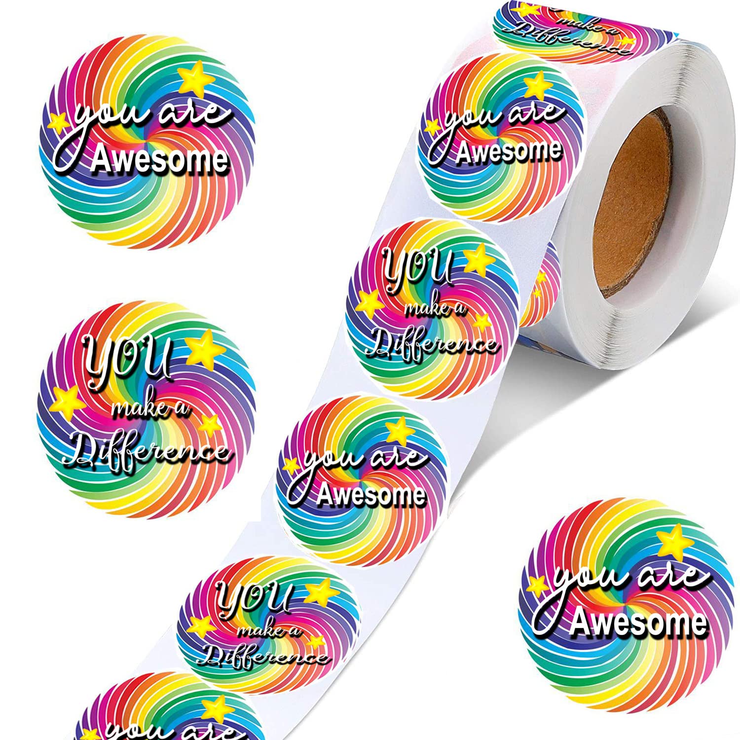 You are Awesome Sticker 2 inch Kudos Appreciation Stickers Colorful You Make a Difference Labels for Healthcare,Nurses,Gratitude Volunteers Nurses Teacher Business 500 pcs per roll