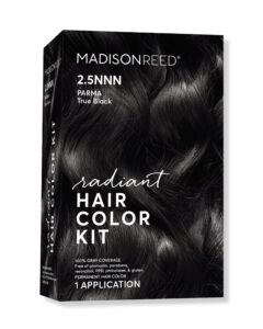 madison reed radiant hair color kit, soft black for 100% coverage of resistant gray hair, ammonia-free, 2.5nnn parma black, permanent hair dye, pack of 1