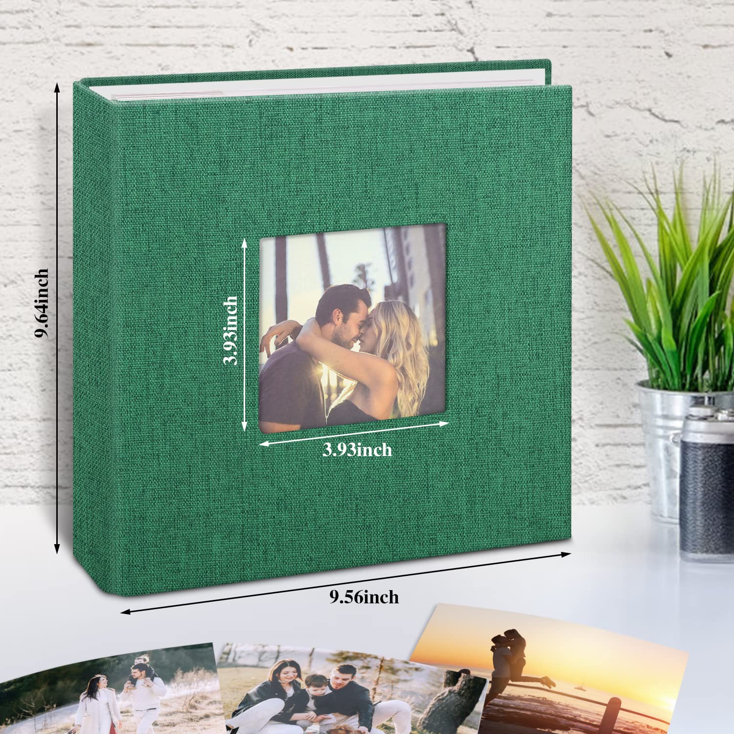 Photo Album 4x6 200 Pockets Linen Frame Cover Picture Album with Writing Space Small Capacity Photo Book for Family Anniversary Baby Vacation Wedding Album with A Metallic Pen