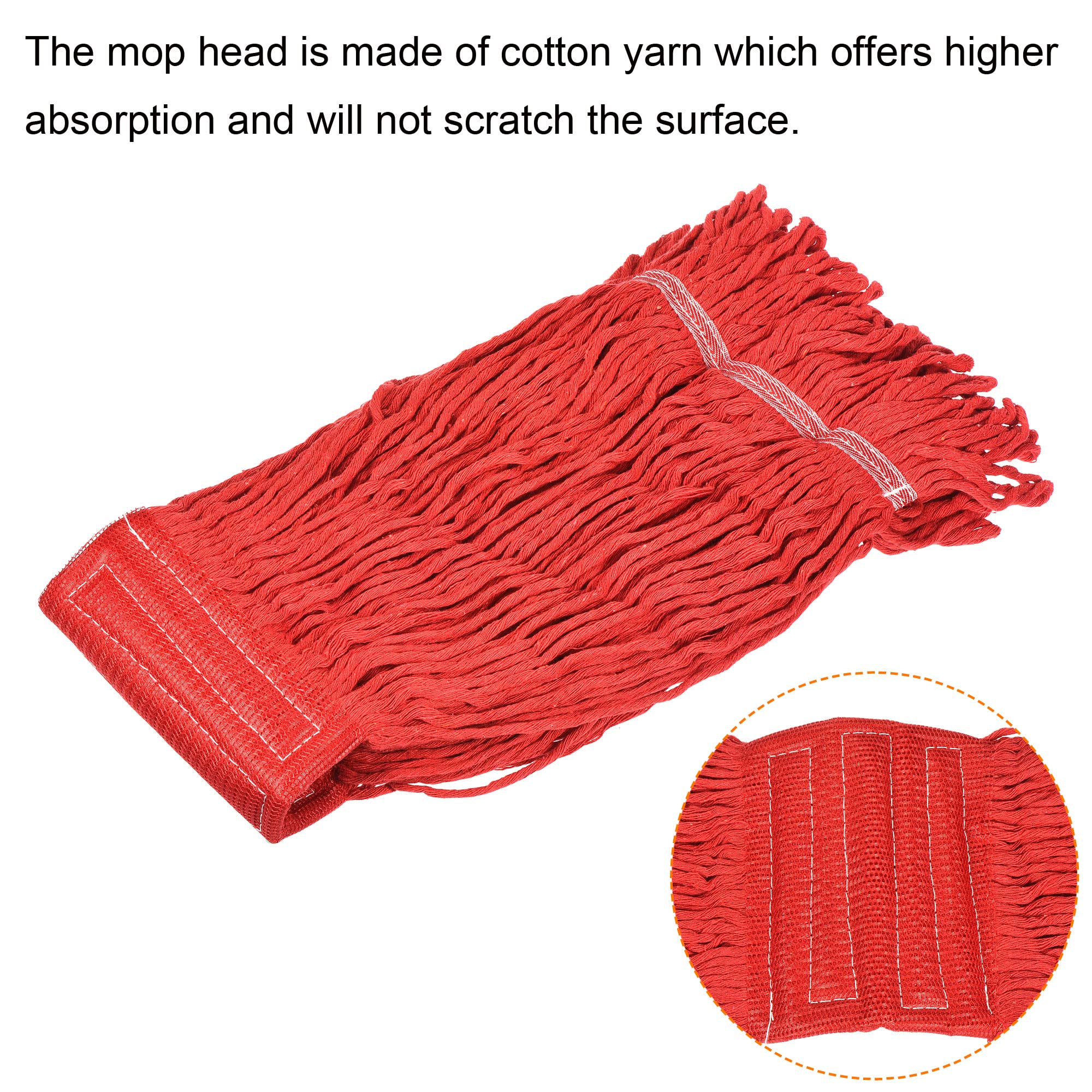 MECCANIXITY Commercial Mop Heads Replacement 40x27cm Cotton Yarn for Wet/Dry Mop Floor Cleaning Pads, Red