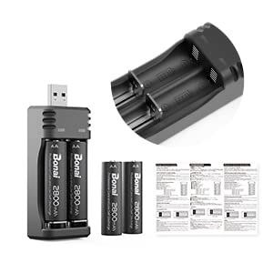 BONAI Rechargeable AA Batteries with Charger, USB High-Speed Charger for AA AAA Ni-MH Ni-CD Rechargeable Battery