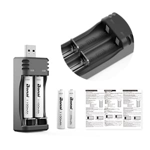 BONAI Rechargeable AAA Batteries with Charger, USB High-Speed Charger for AA AAA Ni-MH Ni-CD Rechargeable Battery