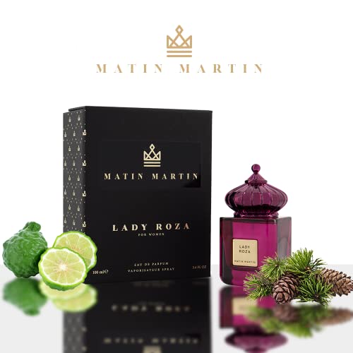 MATIN MARTIN Lady Roza - Arabian Perfume for Women - Floral Womens Perfume with Rose, Cedar and Cashmeran Notes - Long-Lasting Travel Perfume - 3.4 oz