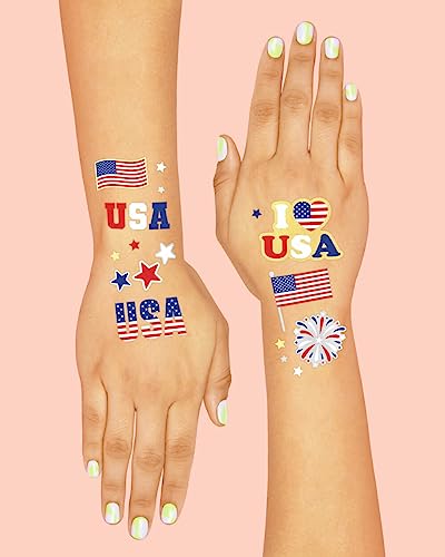 xo, Fetti Fourth of July Decorations Tattoos - 70 styles | Red White and Blue Party Supplies, 4th of July, USA Flag, Memorial Day