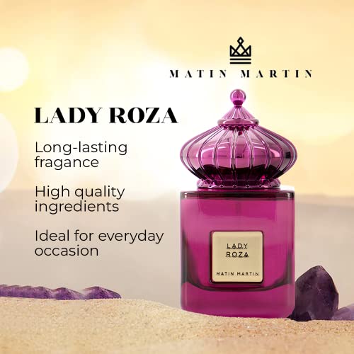 MATIN MARTIN Lady Roza - Arabian Perfume for Women - Floral Womens Perfume with Rose, Cedar and Cashmeran Notes - Long-Lasting Travel Perfume - 3.4 oz