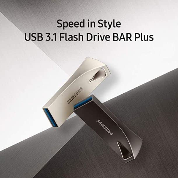 Samsung BAR Plus 128 GB USB 3.1 Flash Drive | Plus McAfee Total Protection 2022 | 3 Device | Antivirus Internet Security Software Key Card | Amazon Exclusive