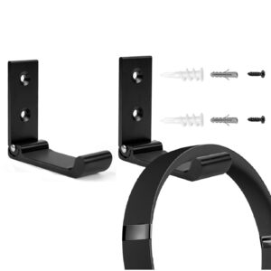 merryhome advanced headphone stand hanger(2 pack), stand holder, foldable headset hook, wall mount, strong adhesive, aluminum, for wall, dry wall and desk, universal fit