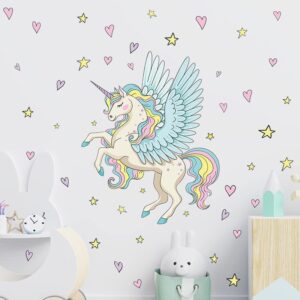 Unicorn Wall Decal | Unicorn Decals for Girls Bedroom | Unicorn Wall Decal Stickers | Unicorn with Stars Wall Poster for Nursery 60*40cm (FX-E138)