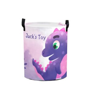 dinosaur personalized freestanding laundry hamper, custom waterproof collapsible drawstring basket storage bins with handle for clothes