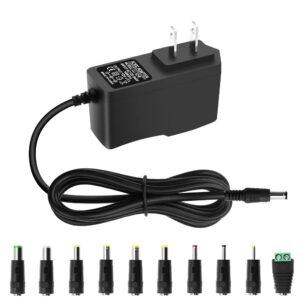 arkare 12v 1a ac/dc power supply adapter 12volt replacement power cord wall charger ac 100v-240v to dc 12volt 1amp 0.5a transformer for security camera bt speaker gps webcam router scanner with 10tips