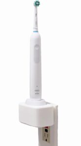 burd - electric oral-b tooth brush wall/outlet holder/mount/cord organizer (charger not included), white