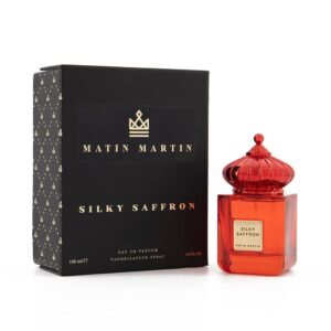 matin martin silky saffron - woody spicy unisex travel perfume with saffron and leather notes - perfume for men - arabian perfume for women - 3.4 oz