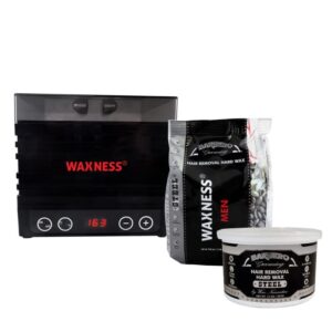 waxness barbero depilatory hard wax kit with w-cube black d