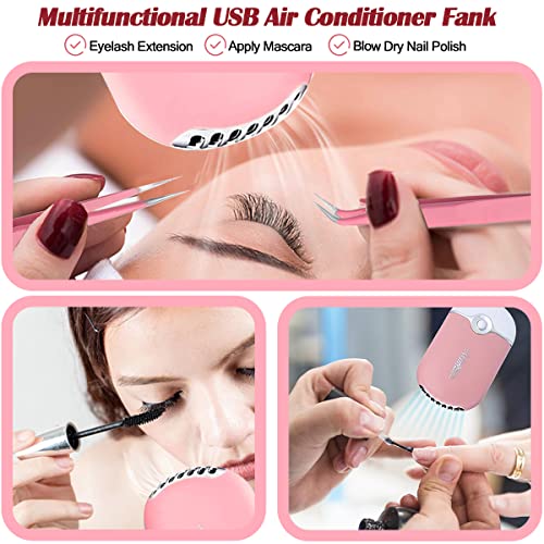 Eyelash Extension Supplies USB Air Conditioning Blower Facial Mister Lash Tweezers Mirror Mascara Brush Lash Shampoo Brush Bottle Silicone Pad Glue Rings Under Eye Gel Pads Micro Applicators Tapes