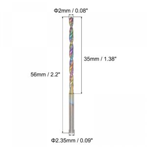 uxcell 2Pcs Mini Twist Drill Bit, 2mm Micro Engraving Drill Bits, High-Speed Steel 2.35mm Shank Uncoated for DIY Resin, Amber and Wood