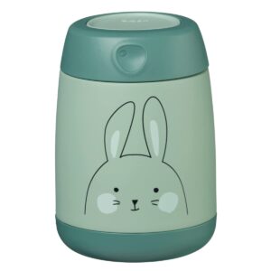 b.box insulated food jar mini | small snack container for babies and kids | double wall stainless steel | keeps food cold for 6hrs, warm for 4hrs | (bunny green, 7 oz)