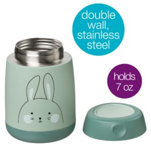 b.box Insulated Food Jar Mini | Small Snack Container for Babies and Kids | Double Wall Stainless Steel | Keeps Food Cold for 6hrs, Warm for 4hrs | (Bunny Green, 7 oz)