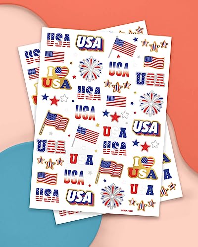 xo, Fetti Fourth of July Decorations Tattoos - 70 styles | Red White and Blue Party Supplies, 4th of July, USA Flag, Memorial Day