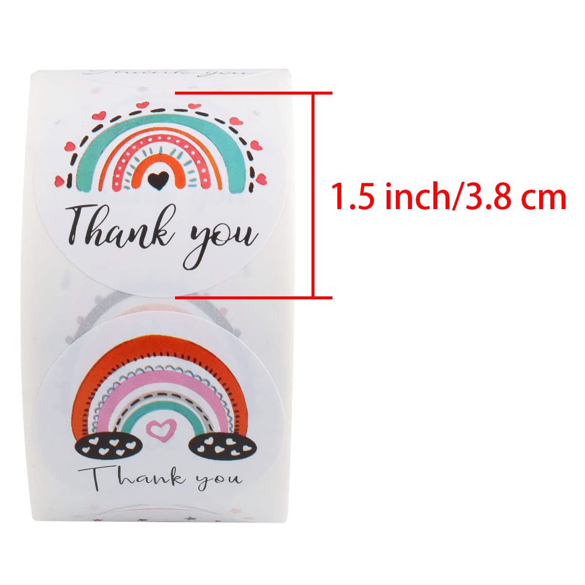 Rainbow Sticker Ruiwaer 500pcs Rainbow Thank You Label Stickers 1.5 Inch Round Wedding Holiday Party Decoration Birthday Gift Sticker Baking Sticker Label