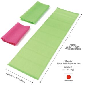 Extra Rough, Exfoliating Washcloth [Made in Japan] Exfoliating Towel Special texture makes Fluffy Foam lather, Back Scrubber, Dead Skin Cell Remover [Loofah for Women and Men] (2pcs set(Green, Pink))