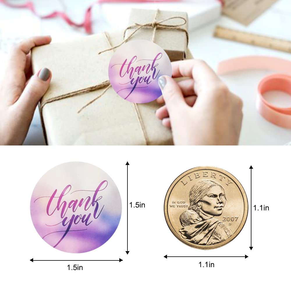 Vuzvuv 500pcs Purple Thank You Stickers, 1.5inch Unique Design Labels Roll for Decorating Gift Boxes, Shopping Bags, Greeting cards, Wrap Gifts, Mailer Seal Sticker Birthdays, Weddings Bridal Showers