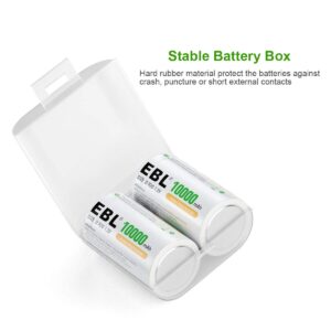 EBL Rechargeable Batteries Kit with C D 9V AA AAA Battery Charger and 10000mAh D Rechargeable Batteries