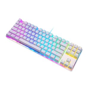 feilx mechanical keyboard red blue switch 87 key backlit mechanical gaming gaming keyboard for pc/mac gamer, typist (color : white)