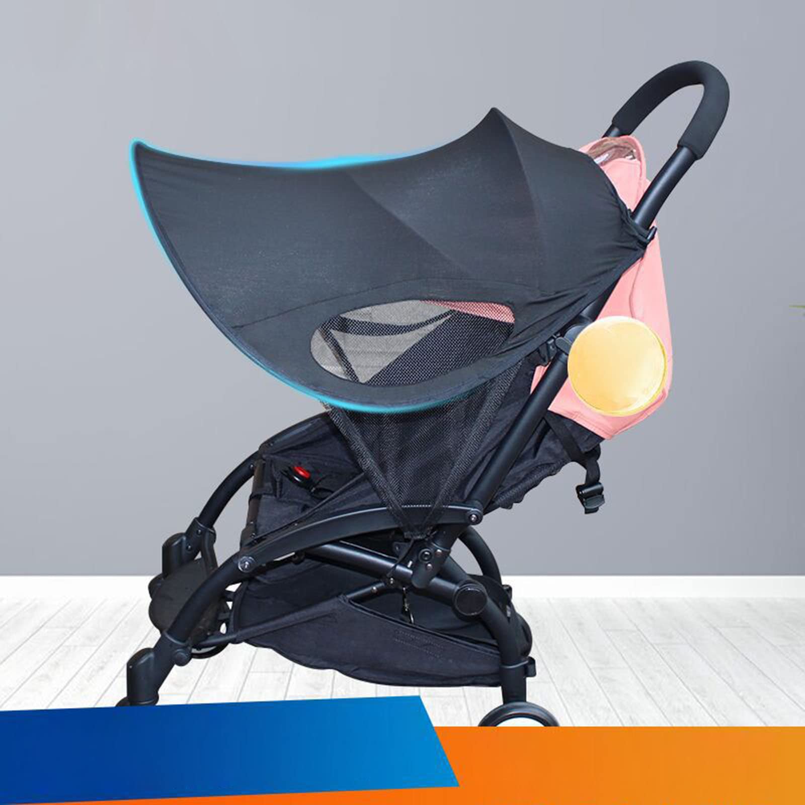 SOONHUA Stroller Sun Cover, Waterproof Umbrella for Stroller, Stroller Sun/Rain Shade, Breathable Toddler Blackout Blind Anti-UV Protection Baby Sun Shade with Adjustable Strap