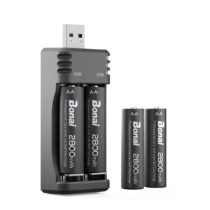 bonai rechargeable aa batteries with charger, usb high-speed charger for aa aaa ni-mh ni-cd rechargeable battery