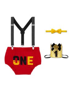 mommy's new man baby boys 1/2 outfits half years birthday outfit cake smash set photo prop outfits bow tie suspender headband (blue,6-12 months)