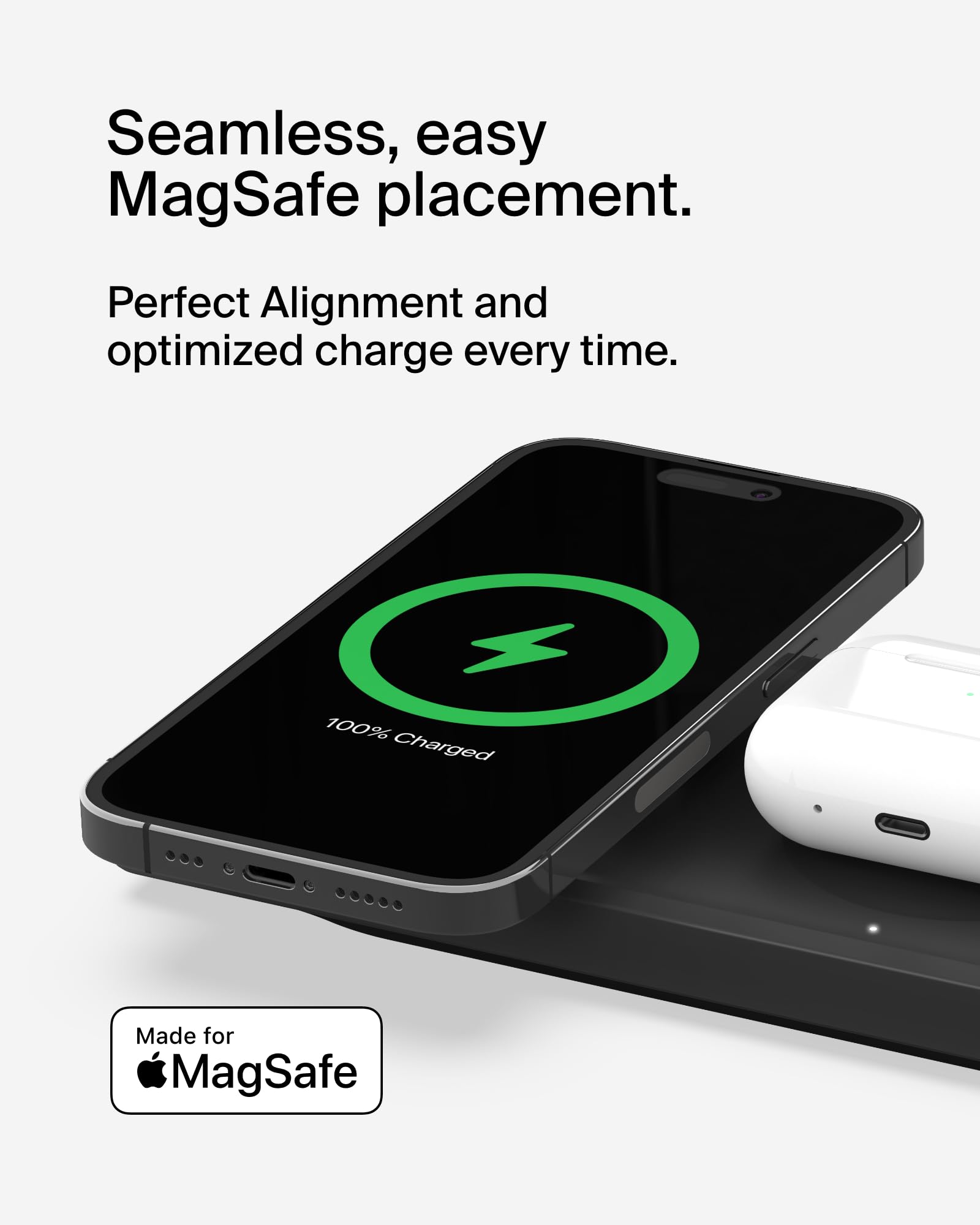 Belkin MagSafe 3-in-1 Wireless Charging Pad - Fast Wireless Charging for Apple Watch, iPhone 16, iPhone 15, iPhone 14, & iPhone 12 Series, & AirPods - Charging Station for Multiple Devices - Black