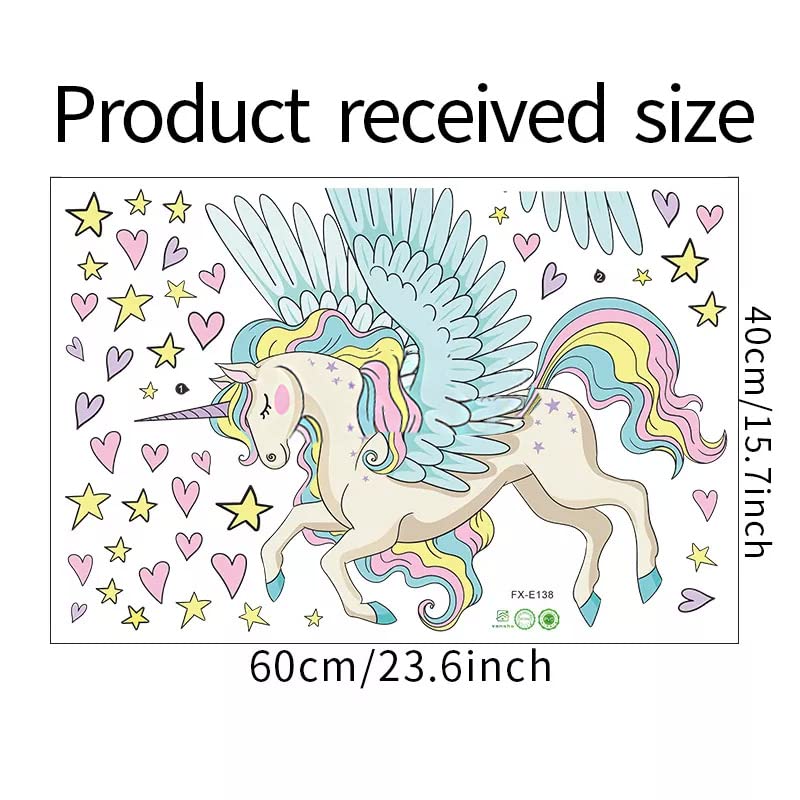 Unicorn Wall Decal | Unicorn Decals for Girls Bedroom | Unicorn Wall Decal Stickers | Unicorn with Stars Wall Poster for Nursery 60*40cm (FX-E138)