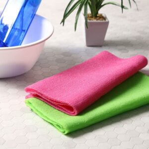 Extra Rough, Exfoliating Washcloth [Made in Japan] Exfoliating Towel Special texture makes Fluffy Foam lather, Back Scrubber, Dead Skin Cell Remover [Loofah for Women and Men] (2pcs set(Green, Pink))