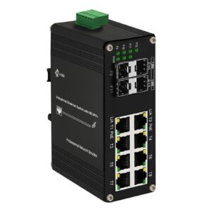 industrial gigabit managed poe switch - 8 ports 10/100/1000mbps web management din rail poe switch with 4 sfp slots, network poe switch support ring network, vlan, stp, lacp, qos