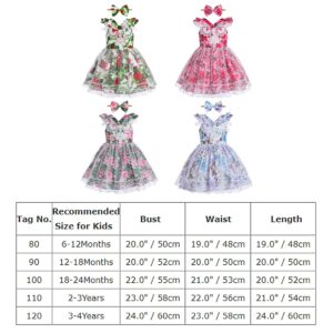 Newborn Baby Flower Girls Tutu Satin Floral Beach Dress Princess Formal Party Wedding Gown Birthday Bowknot Pageant Communion Baptism Overall Outfit Sundress for Photo Shoot Cows-Pink 12-18 Months