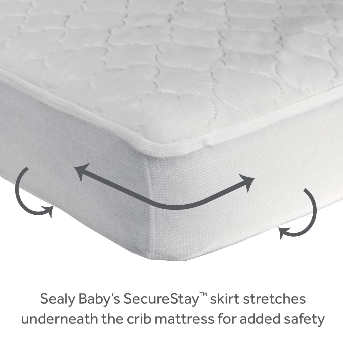 Sealy Baby Cooling Moisture Wicking Fitted Waterproof Baby Crib Mattress Protector, Crib Mattress Topper, Crib Mattress Pad, Toddler Bed Mattress Protector, Machine Wash/Dryer Friendly 52”x 28”- White