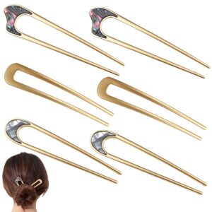 6 pieces metal u shaped hair pins french hairpin vintage forks sticks bobby pin kit for updo bun women girls hairstyle hair accessories (gold)