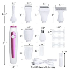 OBR KING Facial Hair Removal for Women 6 in 1 Electric Razor Nose Hair Trimmer Eyebrow Razor Bikini Pubic Hair Remover Cordless Body Hair Shaving Kit Electric Shaver with Safety Lock