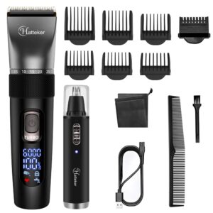 hatteker cordless hair clipper beard hair trimmer hair cutting kit for men women kids barber clippers nose hair trimmer ipx7 waterproof professional