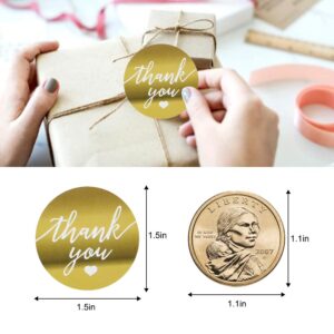 Vuzvuv 500 pcs Gold Thank You Laber Stickers, 1.5inch Labels Roll for Small Business, Birthday Party Wedding Packaging Bags, Box, Wrap Gifts, Mailer Seal Sticker，Bridal Shower(Gold-1.5"）