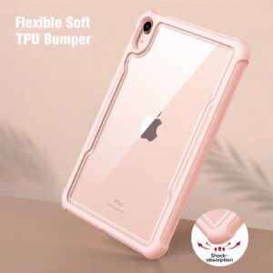 Fintie Hybrid Back Case for iPad Mini 7 (A17 Pro) 2024 / iPad Mini 6 2021 - Clear Hard Back Cover with Shockproof Soft TPU Bumper, Slim Back Shell for iPad Mini 7th/6th Generation 8.3 Inch, Rose Gold